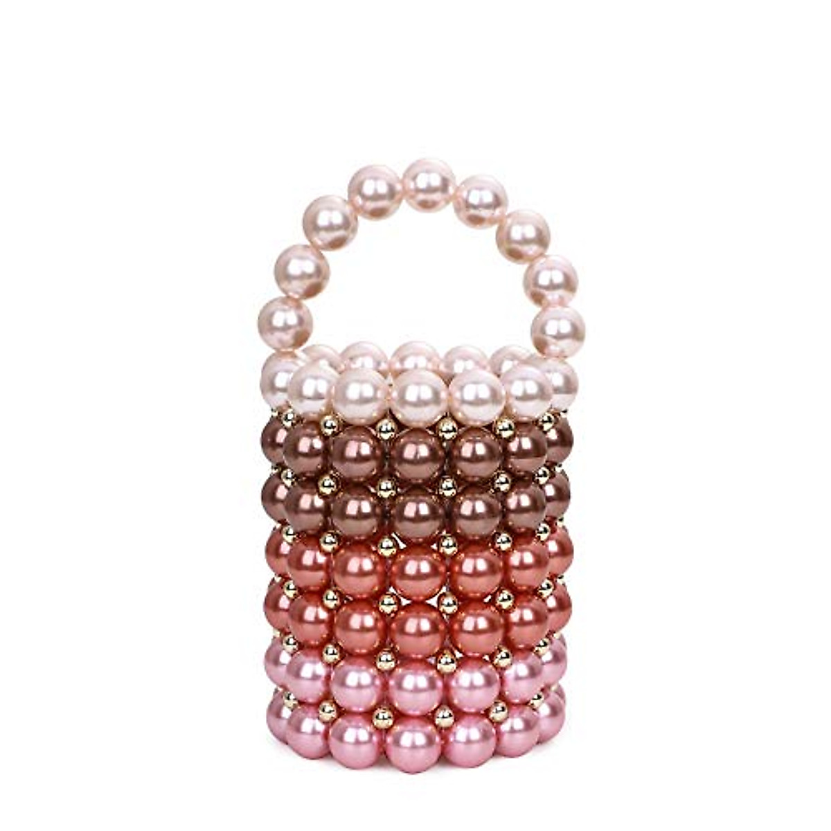 Abvokury YUSHINY Women Beaded Pearl Evening Bucket Handmade Bags with DustBag for Wedding Party