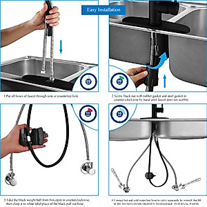 Arofa Matte Black Kitchen Faucet, Kitchen Sink Faucet with Pull Down Sprayer Single Handle Stainless Steel Commercial Modern for 1 or 3 Hole Farmhouse Camper Laundry Utility Rv Bar Sinks