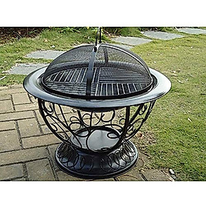 LEAYAN Garden Fire Pit Portable Grill Barbecue Rack Fire Pits Outdoor Fire Large Bonfire Wood Burning Patio Coal Grill Firepit for Grill Charcoal Grill with Cover BBQ Cooking for Camping Backyard