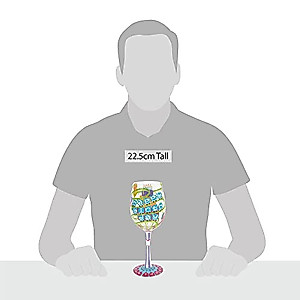 Enesco Designs by Lolita Happy Birthday Roller Coaster Hand-Painted Artisan Wine Glass, 1 Count (Pack of 1), Multicolor