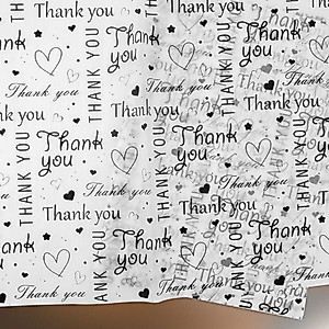 50 Sheets Thank You Tissue Paper Bulk,Thank You Tissue Paper for Small Business,Tissue Paper for Packaging,Gift Bags,Thank You Packaging Tissue Paper,14 x 20 Inch (Black)