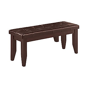Coaster Furniture Dalila Transitional Upholstered Dining Bench Polyurethane Tufted Seat Cushion Black Faux Leather Cappuccino Brown 102723