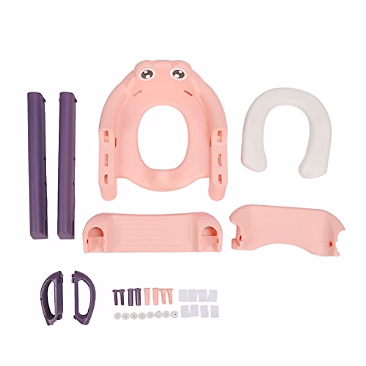 Kids Potty Training Seat with Step Stool Ladder, Foldable Toilet Training Seats Prevent Slipping Baby Toilet Potty Seat (Pink)