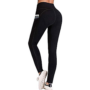 IUGA High Waist Yoga Pants with Pockets, Leggings for Women Tummy Control, Workout Leggings for Women 4 Way Stretch Black