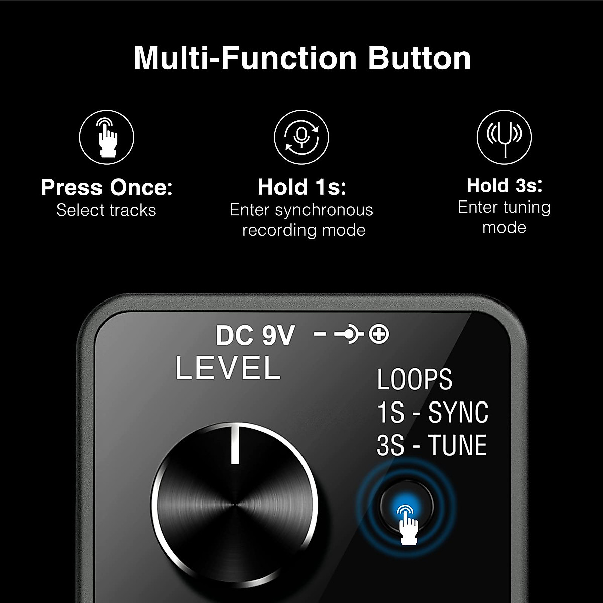 LEKATO Looper Pedal, Guitar Looper Pedal with 9V 0.6A Pedal Power Supply Adapter, Guitar Effect Looper Pedal with SYNC & Tuner Function Looper Pedal for Electric Guitar 3 Loops 18 Minutes Record Time