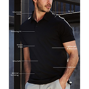 INTO THE AM Essential Polo Shirts for Men - Modern Fit Collared Shirt Men Fitted Short Sleeve Classic Golf Collar Shirts (Olive Green, 3X-Large)