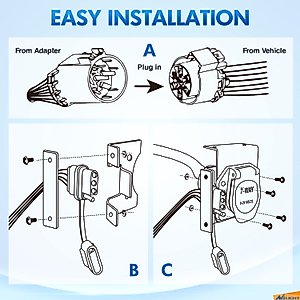 Nilight Dual Output Vehicle Side 7 Way RV Blade and 4Way Flat Wiring Harness Multi Tow 4Pin to 7Pin Electric Adapter for RVs Trucks Factory Tows Package USCAR 7Way Sockets Required