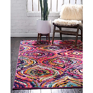 Unique Loom Estrella Collection Colorful, Abstract, Geometric, Gradient, Modern Area Rug, 5 ft x 8 ft, Multi/Pink