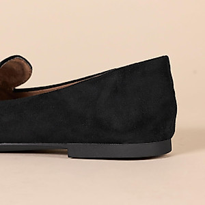 Amazon Essentials Women's Loafer Flat, Black Microsuede, 7