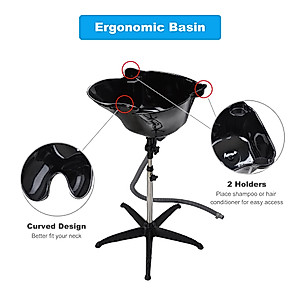 AW Shampoo Bowl Hair Sink with Gel Neck Rest Hair Trap CUPC Vacuum Breaker Barber Salon Spa Mounting Ability for Home Barbershop