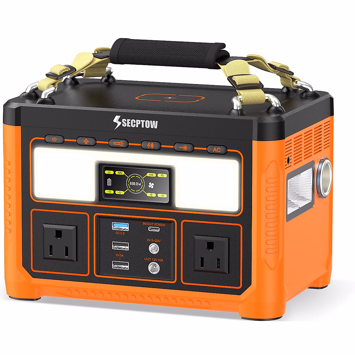 HSECPTOW 600W Portable Power Station, 299Wh Battery Backup w/ 2 x 600W (Peak 1200W) AC Outlets & 15W Wireless Charging, 9-Ports Outdoor Generator, 65W USB-C, Solar Generator for Emergencies Camping RV