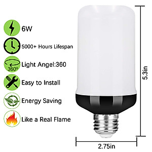 LED Flame Effect Fire Light Bulb - Upgraded 4 Modes Flickering Fire Halloween Lights Decorations - E26 Base Flame Bulb with Upside Down Effect (Black 4 Pack)