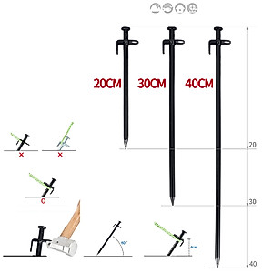 Tent Pile,Luminous Ring Storage Bag(8 Pieces) Sturdy Heavy Steel Tent Pile Ground Nail Metal Pile, Suitable for Outdoor Mountain Camping and Hiking (30cm)