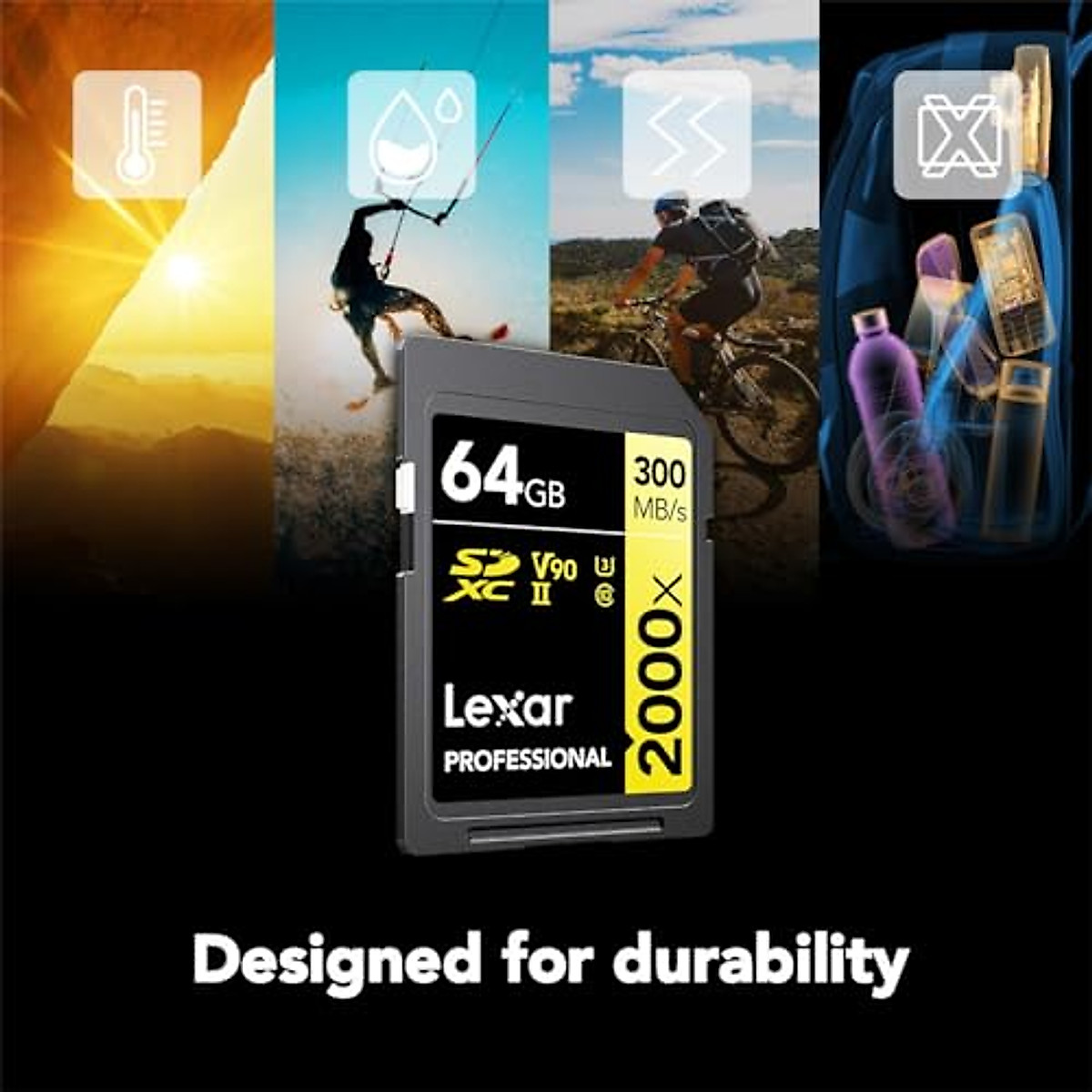 Lexar Professional 2000x 64GB SDXC UHS-II Memory Card, 300MB/s Read, 260MB/s Write, 2-Pack
