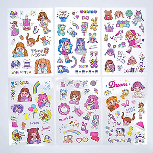 36 Sheets Cute Girl Junk Journal Supplies Clearance ,Small Pretty Stickers PET Self-Adhesive Letter Stickers Card Making Stickers Planner Stickers for Art Journaling Collage Craft Notebooks Album Crafter Gifts(Girl)