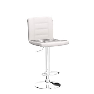 Leopard Bar Stools Set of 2, Modern Adjustable Bar Stool with Back, Straight Line Swivel Barstool (White)