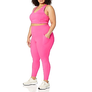 Amazon Essentials Women's Active Sculpt High Rise Full Length Legging with Pockets (Available in Plus Size), Neon Pink, Medium