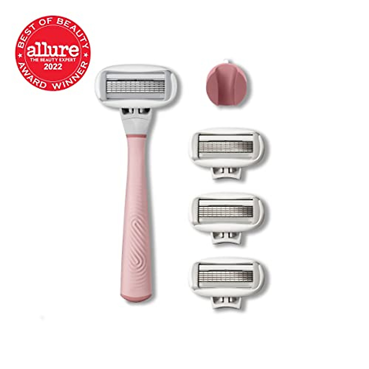 Flamingo 5-Blade Razors for Women - 1 Razor Handle + 4 5-Blade Refills + 1 Shower Holder - Rose
