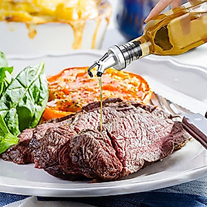 YULEER Olive Oil Bottle Dispenser, 6 Pack 17oz / 500ml Glass Oil and Vinegar Dispenser, Oil Bottles for Kitchen with Airtight Nozzle Plug & Pouring Spouts