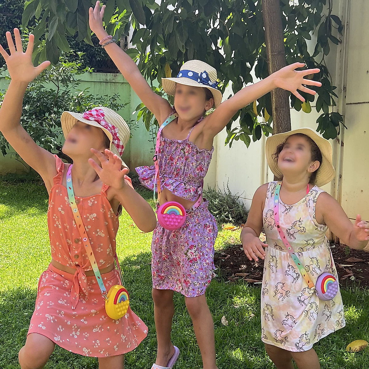 Pink Rainbow Pop Purse for Girls | Crossbody Shoulder Rainbow Pop Purse for Girls| Stress Relief Sensory Pop Purse| Party Favors for Girls| Pop Birthday Gifts