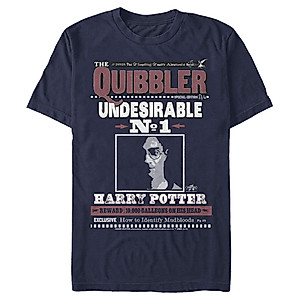 Harry Potter Men's Harry Quibbler T-Shirt, Navy, X-Large