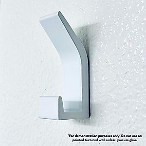 Emma Rose Home Chloe Double Hook, Heavy Duty Wall Hook Without Nails Waterproof Aluminum Hooks for Hanging Bathroom Kitchen Office-2 Pack Wall Hook (White)