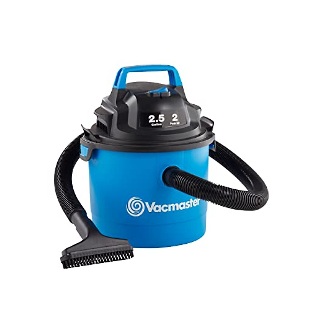 Vacmaster Portable Wall Mountable Wet/Dry Vac, 2.5 Gallon, 2 HP 1-1/4" Hose (VOM205P), Blue