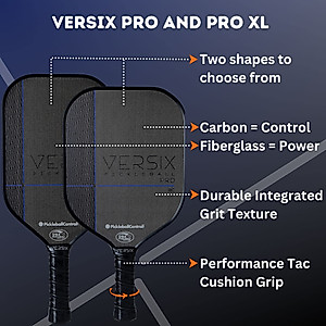 VERSIX Pro 6F Power Textured Fiberglass Pickleball Paddle, Widebody Shape, Fiberglass Composite Face, Weight 7.8 – 8.2oz.(Midweight), 15mm Thick Polypropylene Core, 4 1/8" Grip (Small Grip)