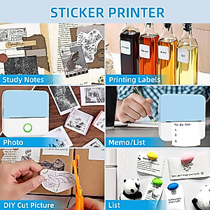 PRINHSJI Sticker Printer,Mini Thermal Printer,Inkless Pocket Printer Maker, Compatible with iOS + Android for Learning Assistance,Study Notes,Memo,Fun,Work,Journal, Kids Women Girls Gift(Pink)