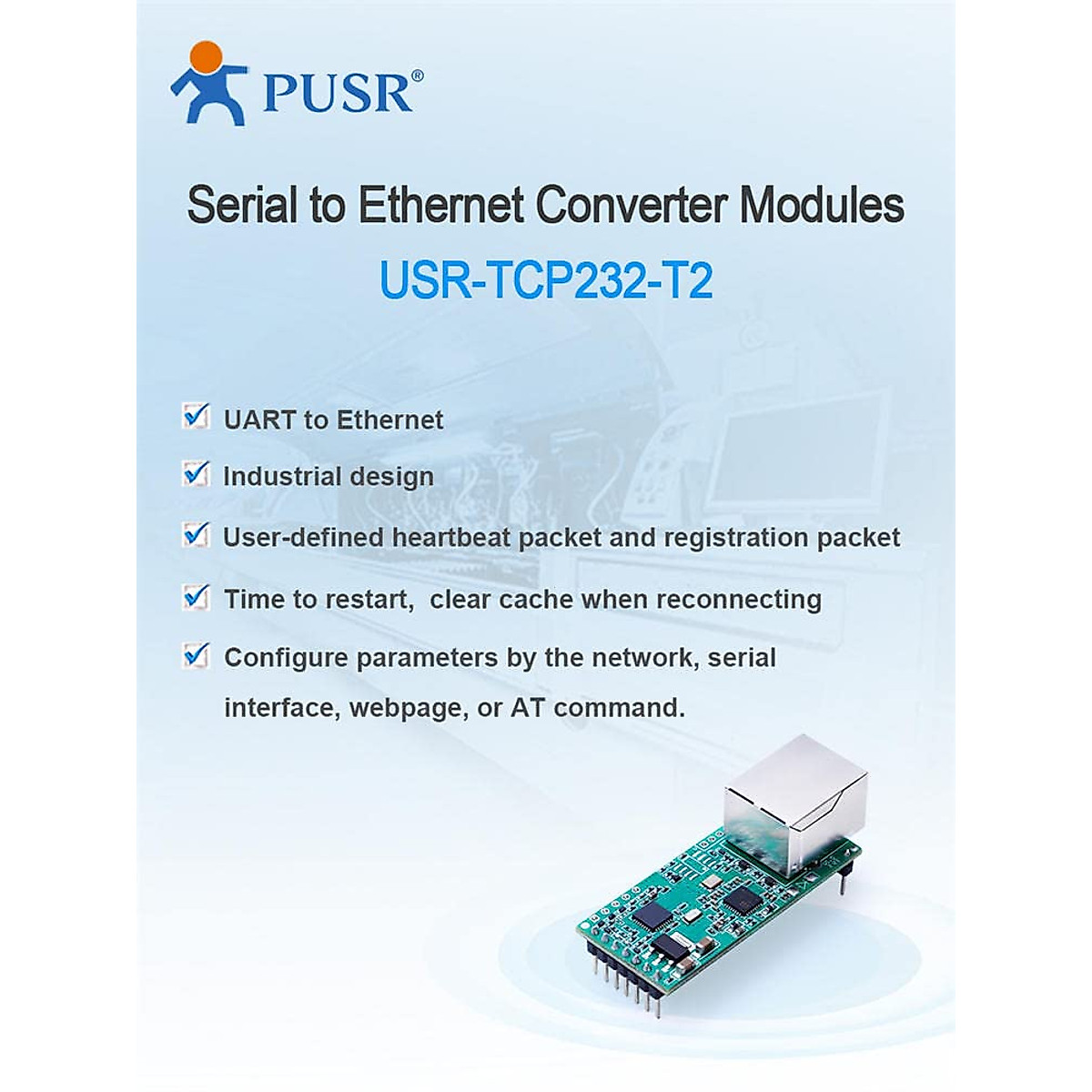 PUSR (Price for 4 Pcs) Serial to RJ45 Module UART TTL to Ethernet TCPIP Converter Support DHCP and DNS USR-TCP232-T2