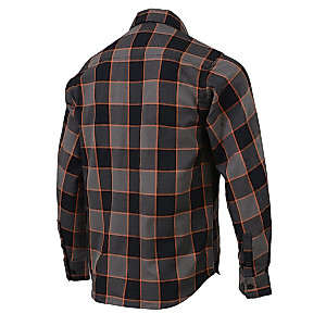Milwaukee Leather MNG11648 Men's Grey with Brown and Orange Long Sleeve Cotton Flannel Shirt - Small