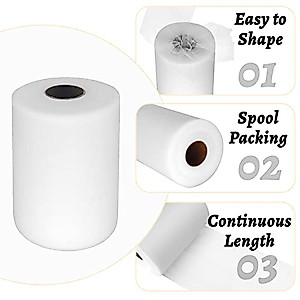 White Tulle Fabric, 6 Inch by 100 Yards Tulle Roll for Tutu Wedding Decoration DIY Crafts Gift Wrapping Party Backdrop Baby Shower Table Skirt