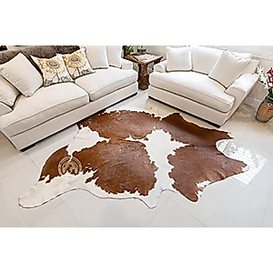 Genuine Brown and White Cowhide Rug XL 6 x 7-8 ft. 180 x 240 cm