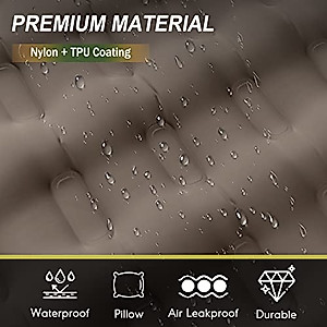 NOWTOWIN Inflatable Sleeping Pad for Camping, 4 Inch Thick Comfortable Sleeping Mat for Backpacking Hiking Traveling, Compact Waterproof Camping Air Mattress with Built in Foot Pump and Pillow
