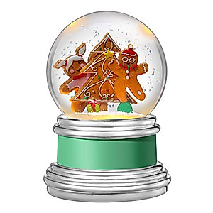 Haute Decor 5.75 Inch Christmas Snowburst Snow Globe with Gingerbread Characters and House, Battery Operated Automatic Snow Fall Timer