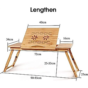 GRALES Laptop Bed Table Portable Folding Adjustable Small Table Computer Notebook Desk Bed with Drawer for Eating Breakfast Reading Foldable Computer Desk
