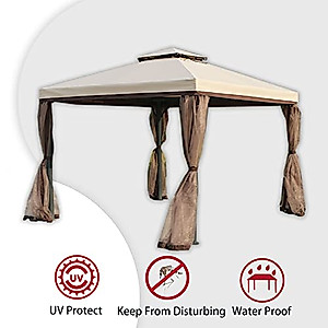 Sunshine Outdoor Replacement Gazebo Mosquito Netting 4 Panels with Zipper for Garden Patio Backyard (12'x12', Coffee)(Netting Only)