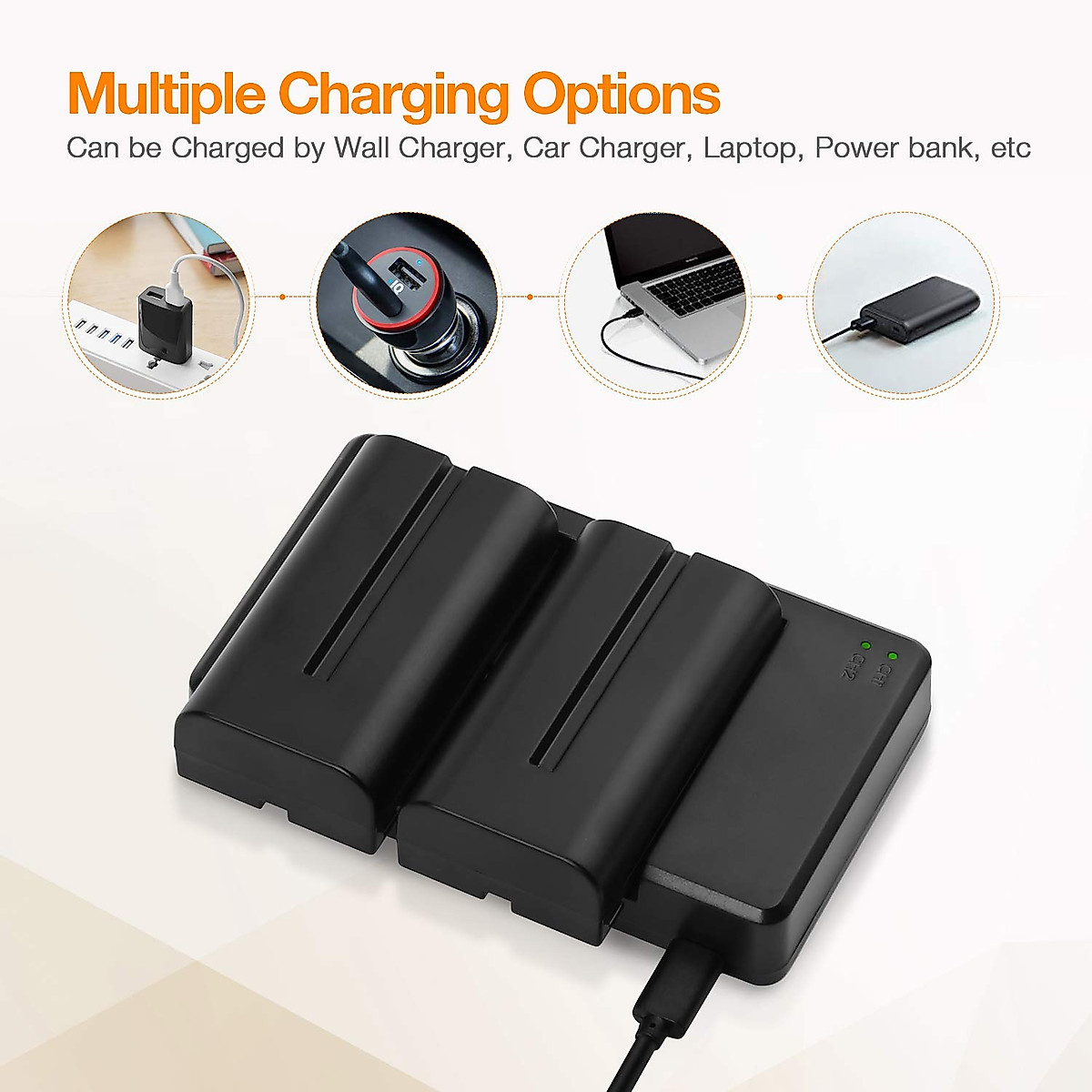 LORDONE NP-F550 Battery, 2-Pack 2700mAh NP F550 Battery and Dual USB Charger Set for Sony NP F970, F750, F770, F960, F550, F530, F330, F570, CCD-SC55, TR516, TR716, TR818, TR910, TR917 and More