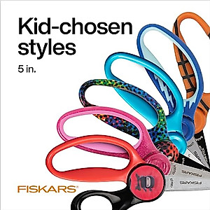 Fiskars 5" Blunt-Tip Scissors for Kids Ages 4-7, For School or Crafting, Red (Pack of 1)