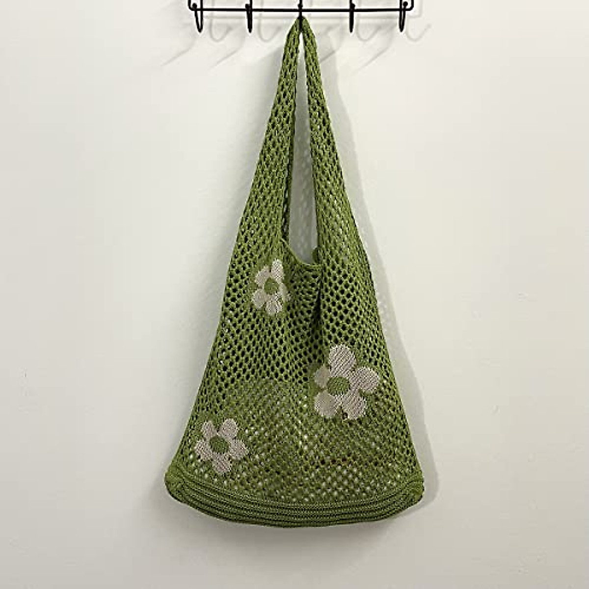 Hobo bag for women contrast color large capacity tote bag shoulder bag women's trendy knitted bag(Light green)