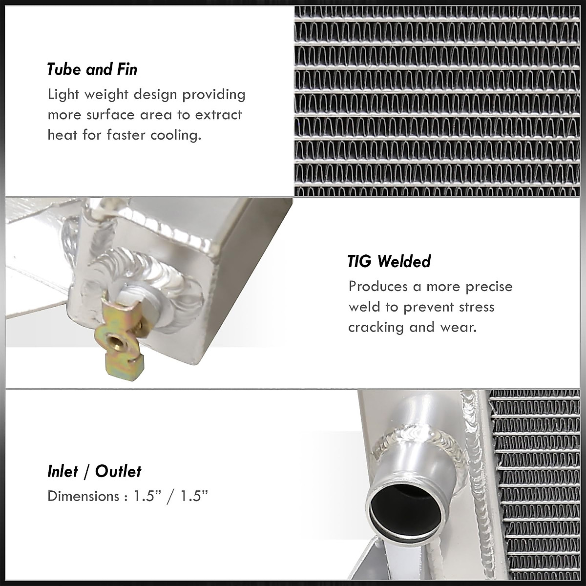 AJP Distributors Tri Core 3-Row Full Aluminum Radiator Engine Motor Cooling Upgrade Compatible/Replacement For Mustang Base GT S197 2005 2006 2007 2008 2009 2010 2011 2012 2013 2014