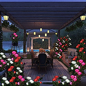 Anordsem Solar Garden Lights Outdoor,2 Pack Solar Flowers Roses Lights Garden Decorative, Waterproof Solar Garden Lights for Garden Lawn Patio Backyard Pathway Christmas Walkway (White