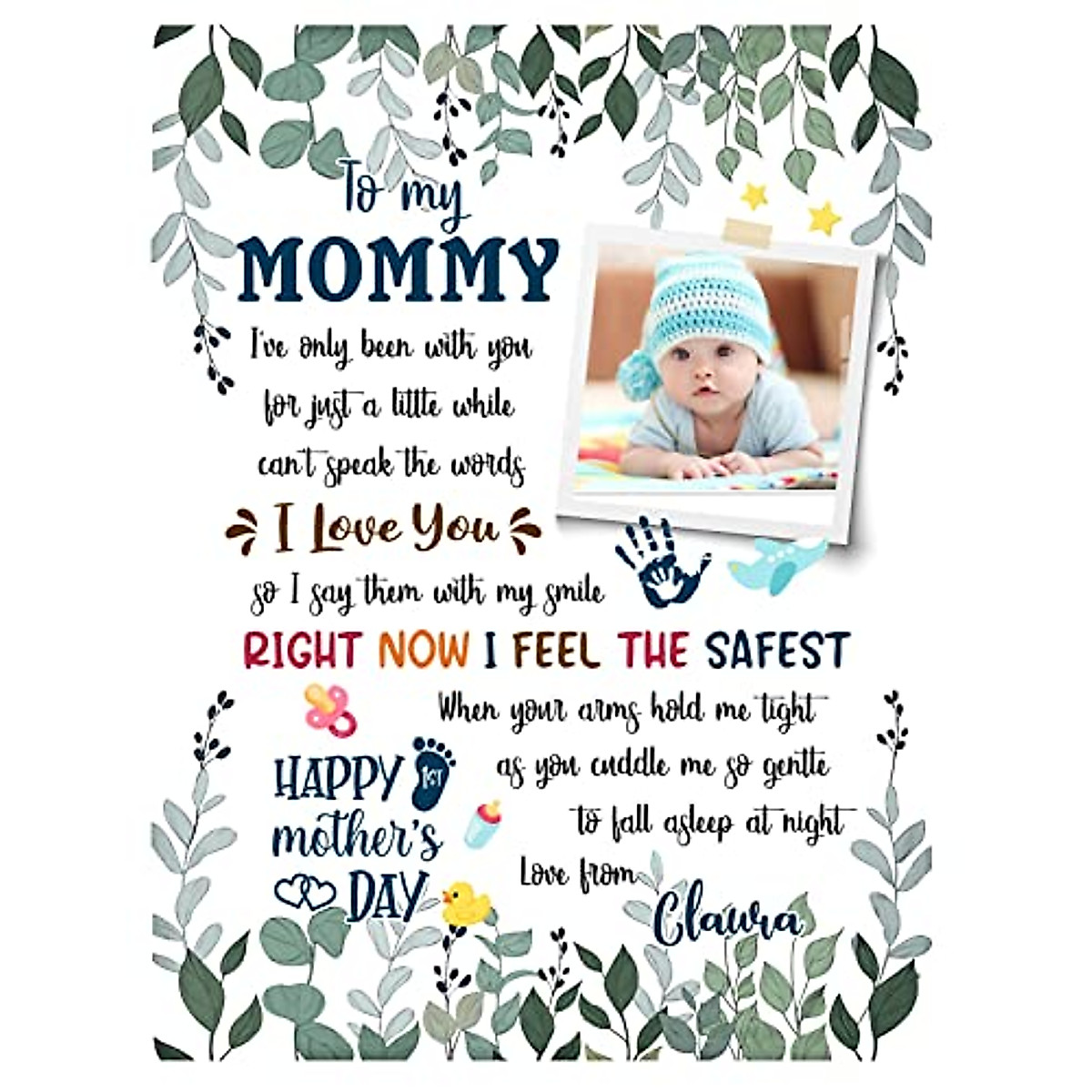 Personalized to My Mommy Fleece Blanket Gifts for Mother's Day I've Only Been with You Fleece Blanket for Mom to Be Custom Photo Throw Blanket Gifts for New Mom First Time Mom from New Baby