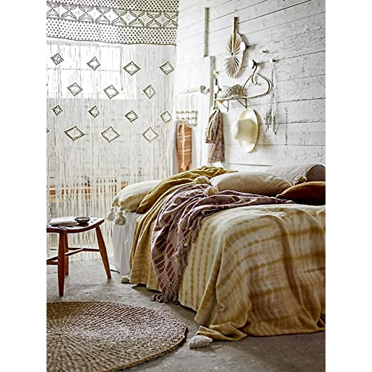 Bloomingville Woven Recycled Cotton Blend Throw with Fringe