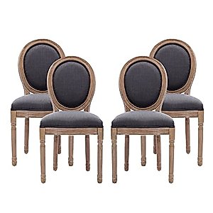 Nrizc French Country Dining Chairs Set of 4, Farmhouse Dining Chairs, Wood Round Back Dining Room Chair, for Dining Room/Living Room/Bedroom