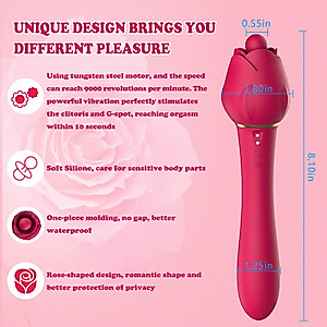 Upgraded Rose Toys Clitoral Licking G Spot Vibrators for Women Clit Nipple Dildo Vibrators Clitoris Stimulator with 5 Licker Patterns & 10 Strong Vibration Adult Sex Toys for Women Couples