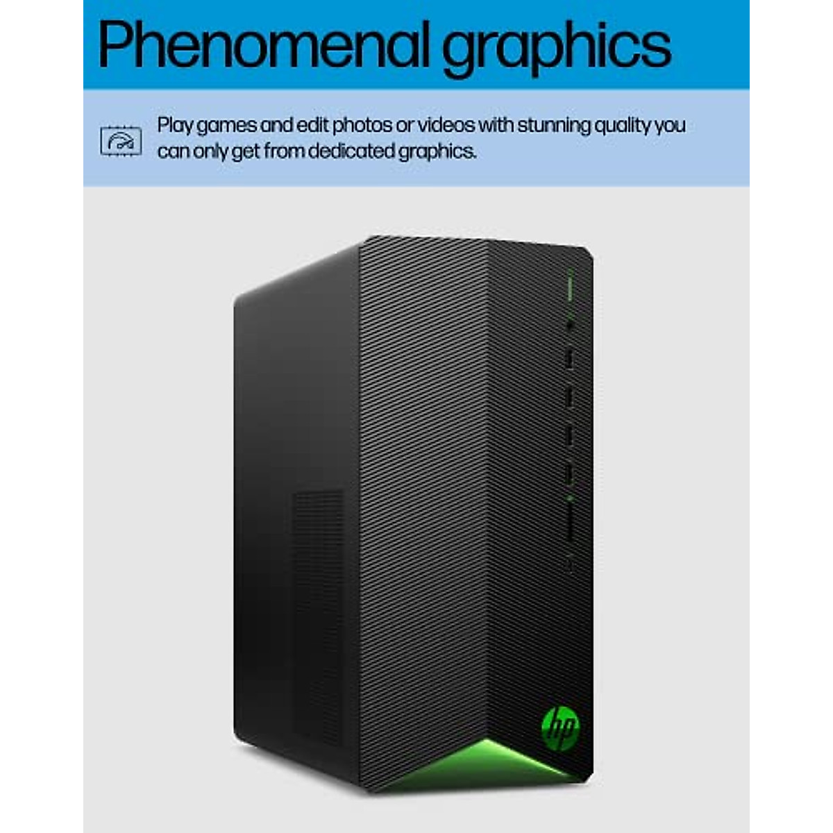 HP Pavilion Gaming Desktop, AMD Ryzen 7 5700G Processor, NVIDIA GeForce RTX 2060 graphic, 16 GB RAM, 1 TB SSD, Windows 11 Pro (TG01-2460, shadow black)