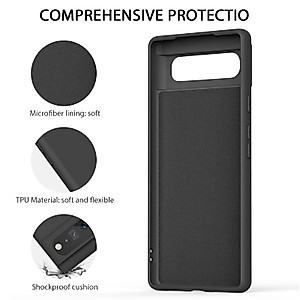 Silicone Phone Case Compatible with Google Pixel 6, Soft Protective Smart Phone Case for Women Men, Durable Anti-Scratch Shockproof Phone Cover Black
