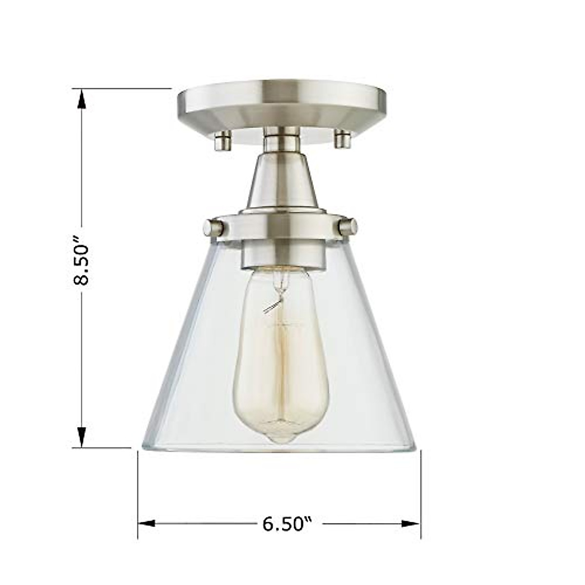 WISBEAM Semi Flush Mount Ceiling Light Fixture, E26 Medium Base, Metal Housing with Clear Glass, ETL Rated, Bulbs NOT Included, 2-Pack