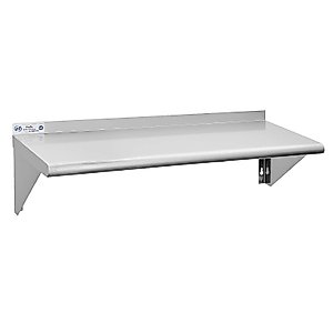 Hally Stainless Steel Shelf 12 x 36 Inches 250 lb, NSF Commercial Wall Mount Floating Shelving for Restaurant, Kitchen, Home and Hotel